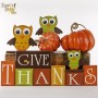 Give Thanks Wood Block Set with Owl - — Fancy That Store— Fancy That Store